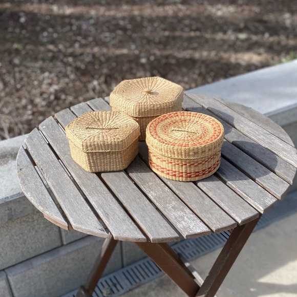 Storage & Organization | Vintage Sweet Grass Hexagonal Round Storage ...